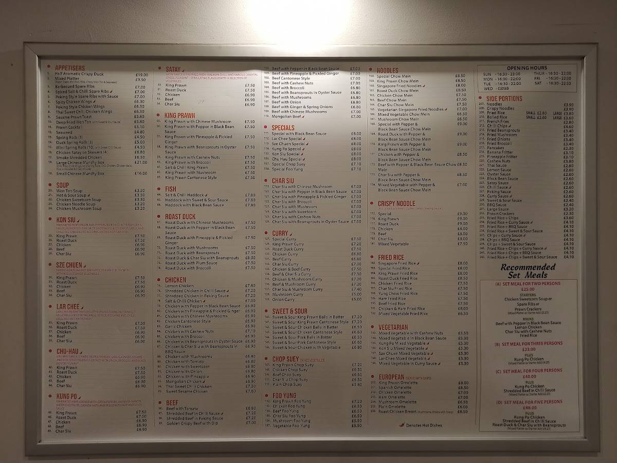 Menu at Fry and Wok fast food, Musselburgh