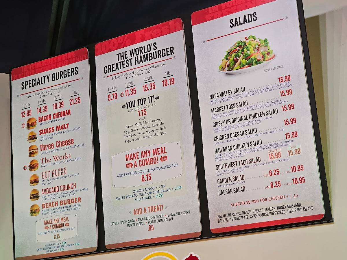 Menu at Fuddruckers restaurant, Saskatoon, 8 St E