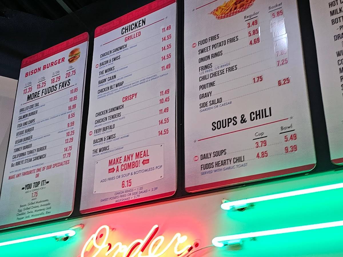 Menu at Fuddruckers restaurant, Saskatoon, 8 St E