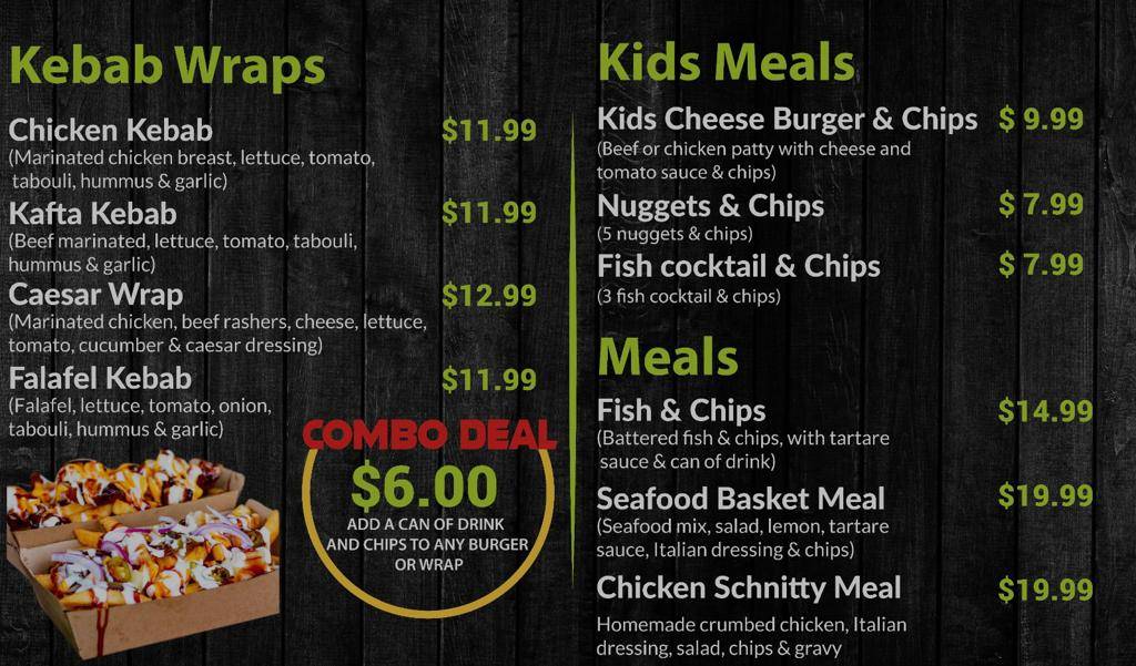 Menu at Funky Burgers & Cafe, Blacktown
