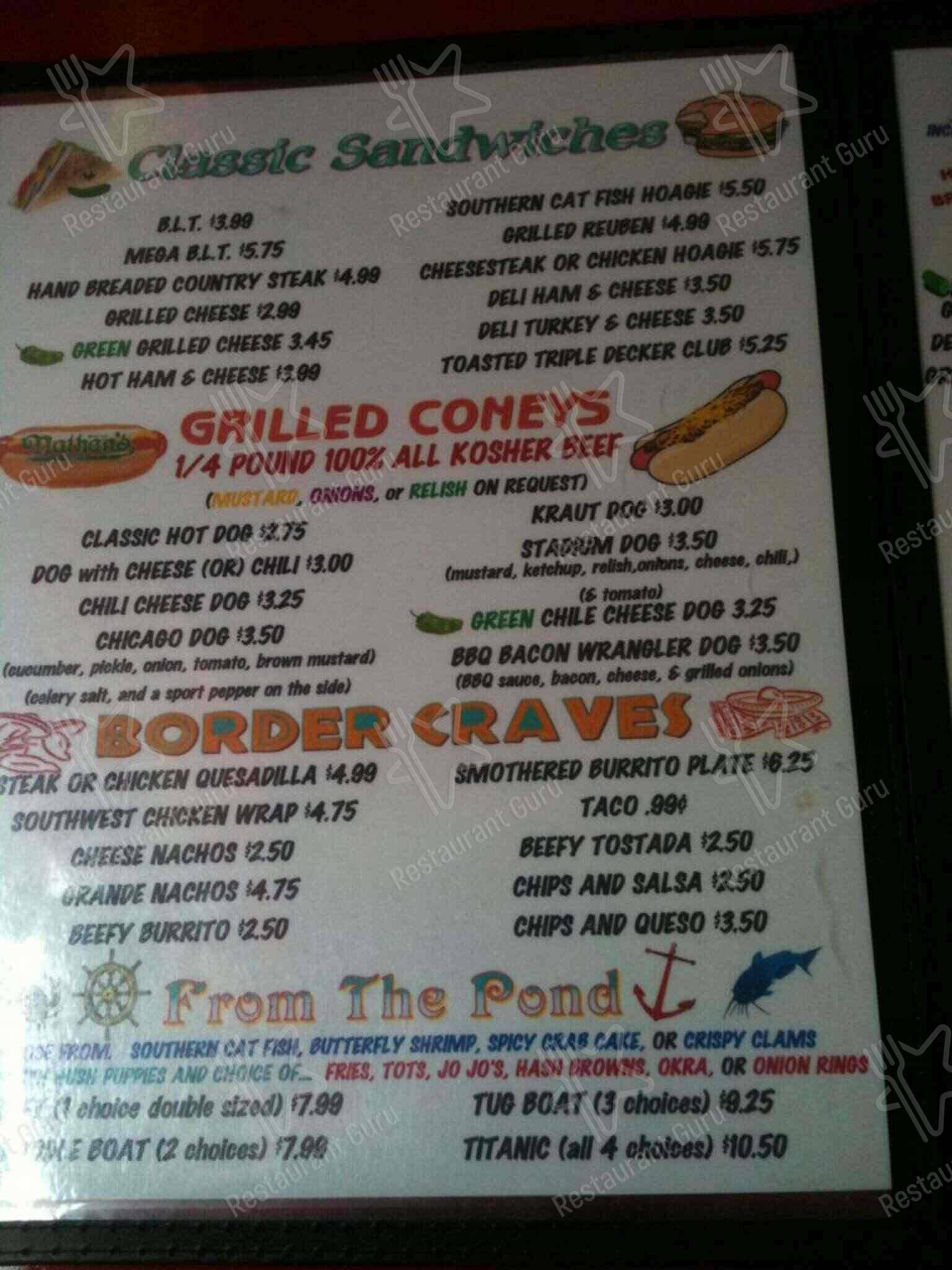Menu at furrbie's old fashioned hamburgers restaurant, Amarillo