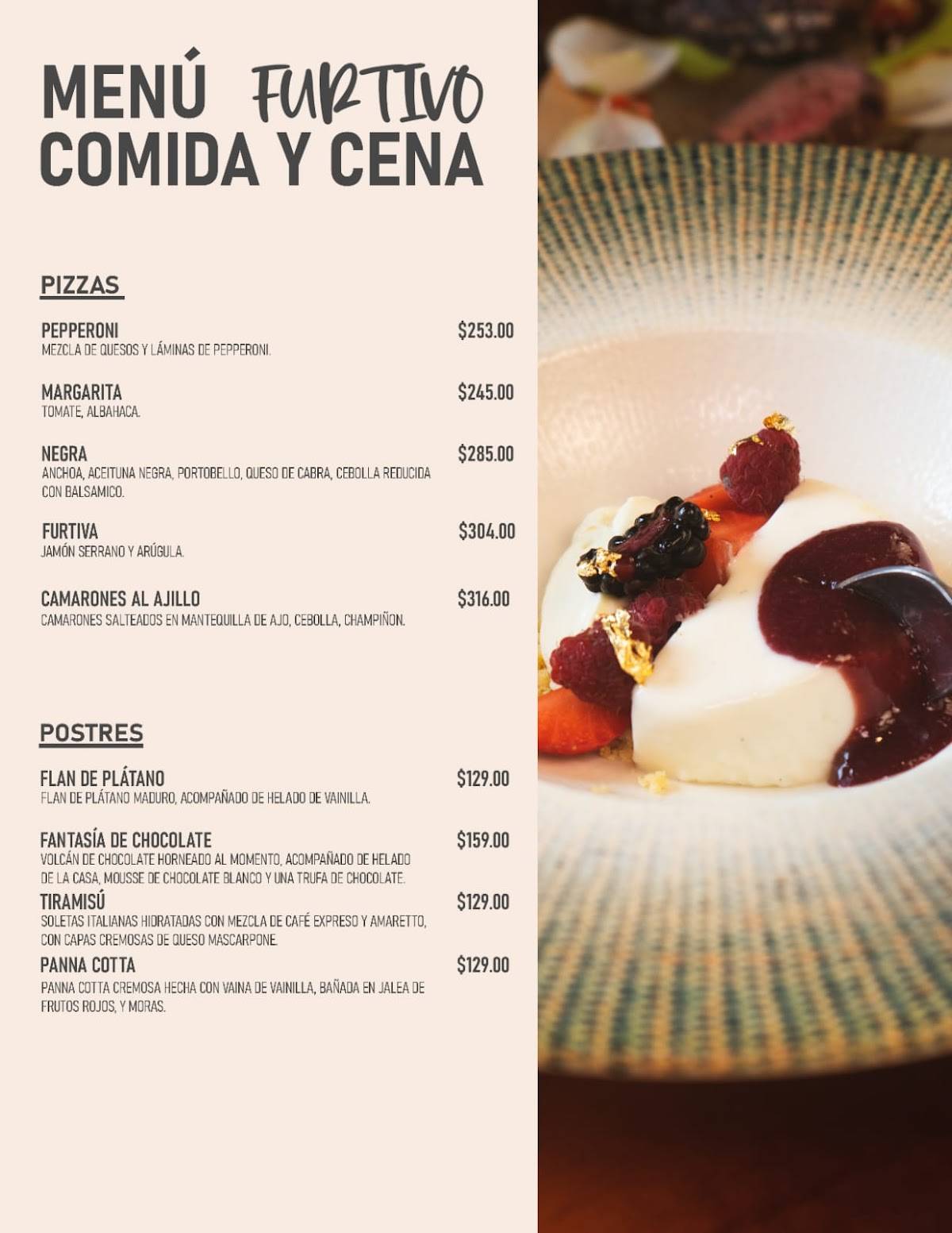 Carta de Furtivo - Restaurante en Tepic, Tepic, Av. de la Cultura 69
