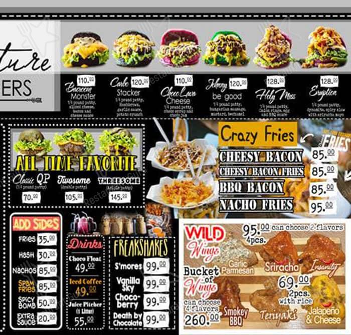 Menu at G-Spot Burger Bar, Manila, Anonas
