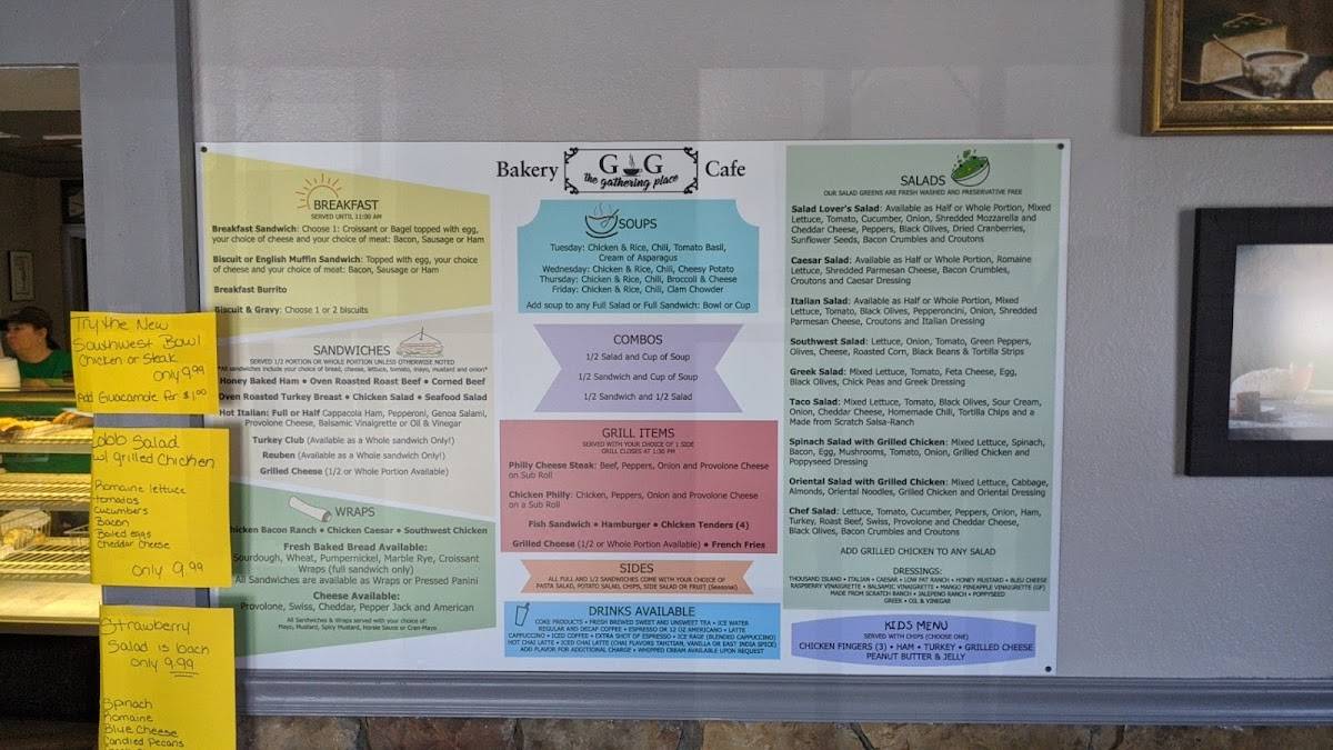 Menu at G & G Bakery and Cafe, Blairsville