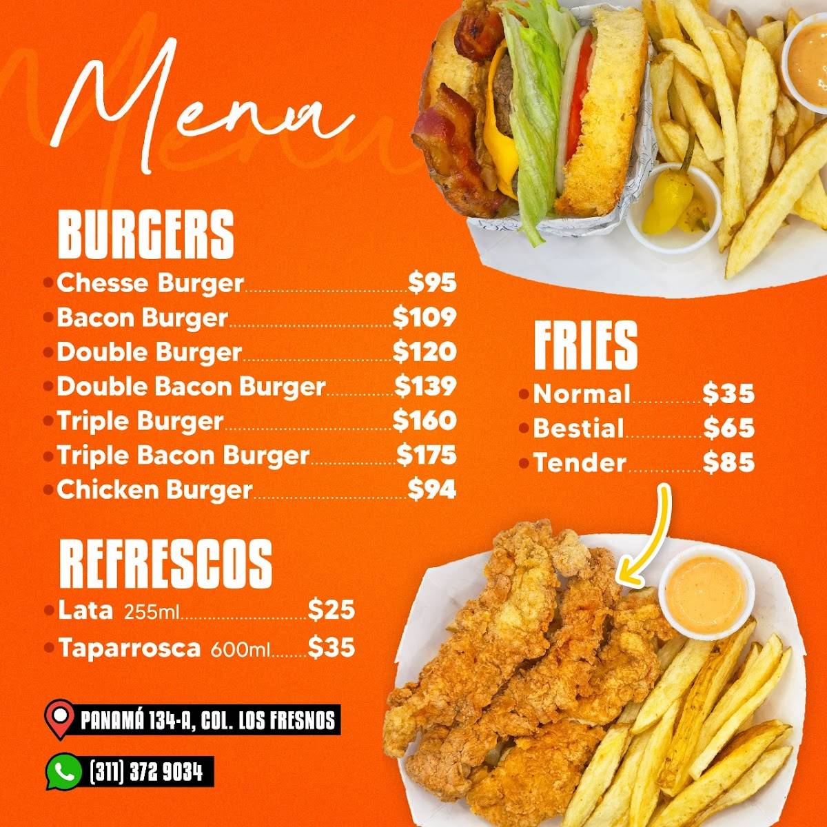 Menu at GK Burger restaurant, Tepic