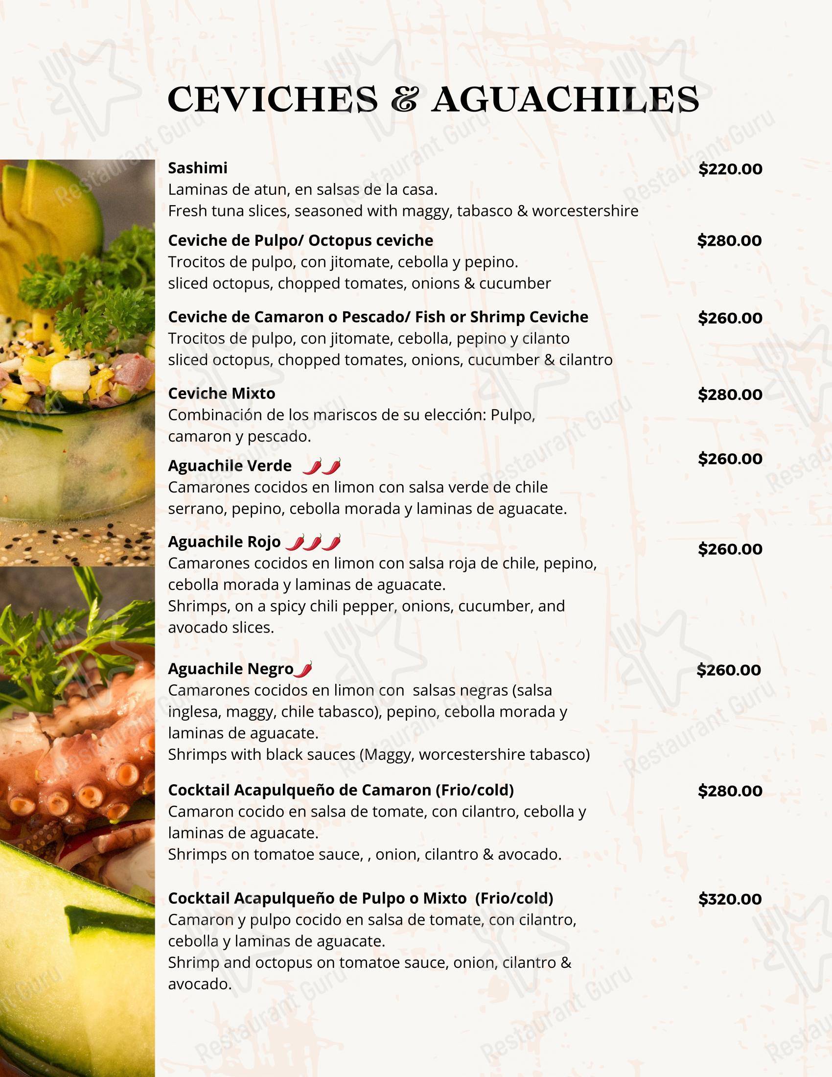 Carta de GOAT BEACH CLUB SAYULITA, Sayulita