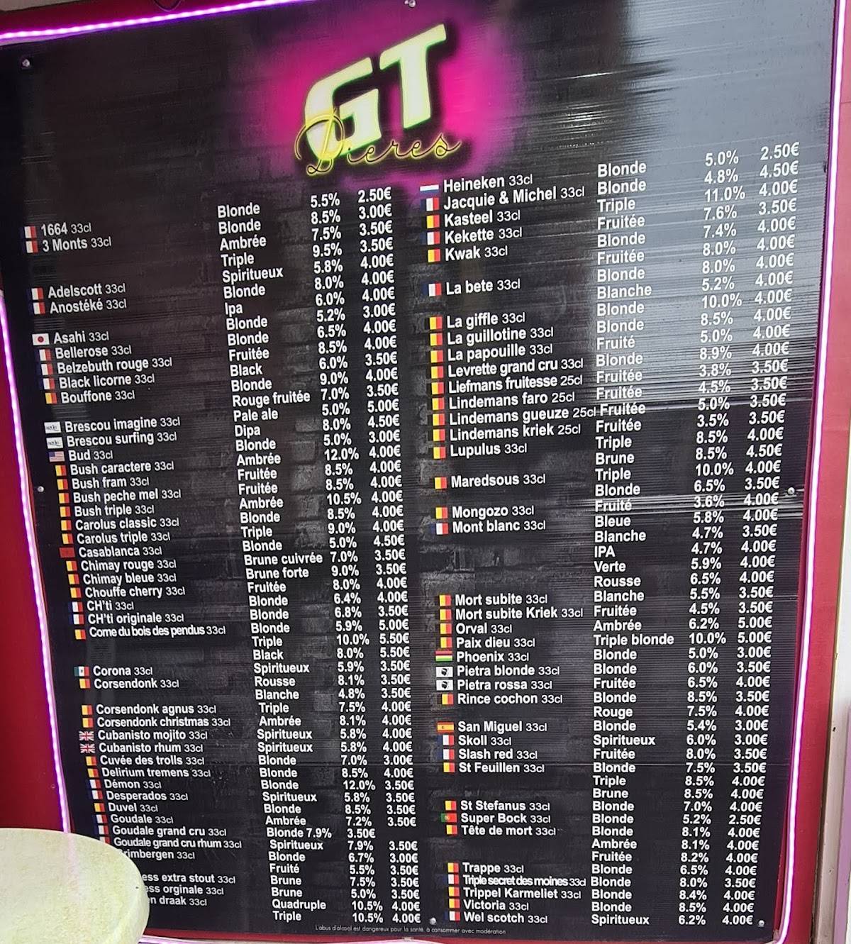 Menu au GT PIZZA CAP d'AGDE restaurant, Agde