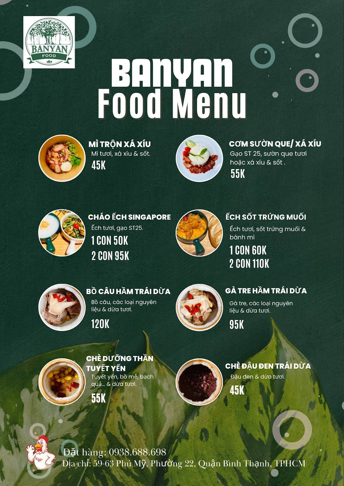 Menu at Gà hầm sâm -Gà nướng lu Banyan restaurant, Ho Chi Minh City