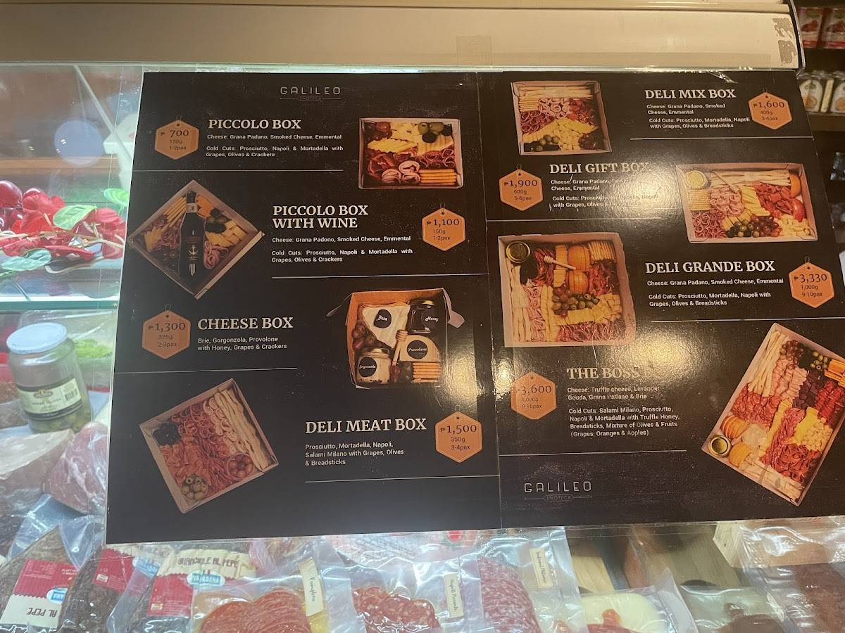 Menu at Galileo Enoteca Deli restaurant, Mandaluyong