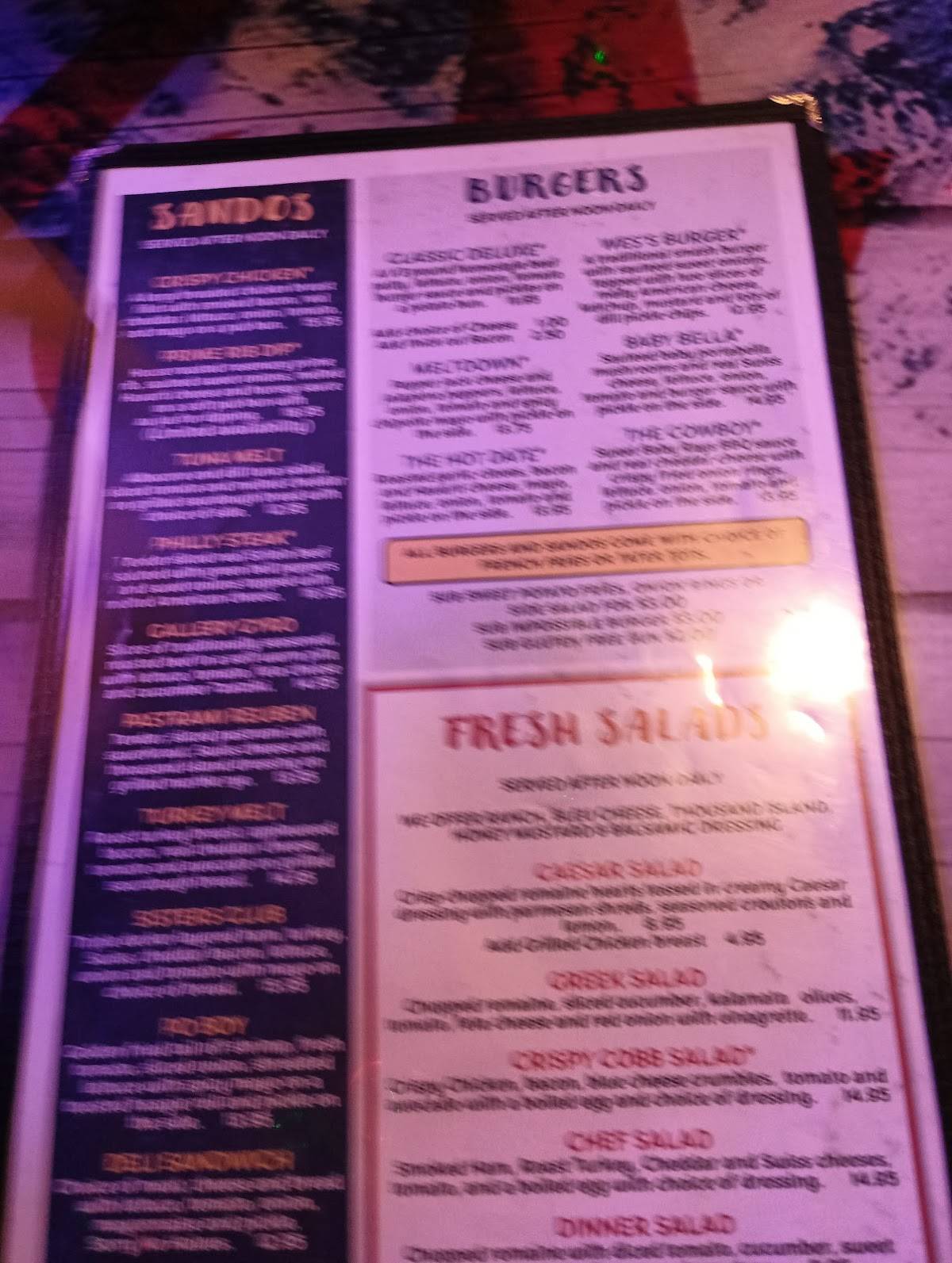 Menu at Gallery Restaurant & Bar, Sisters