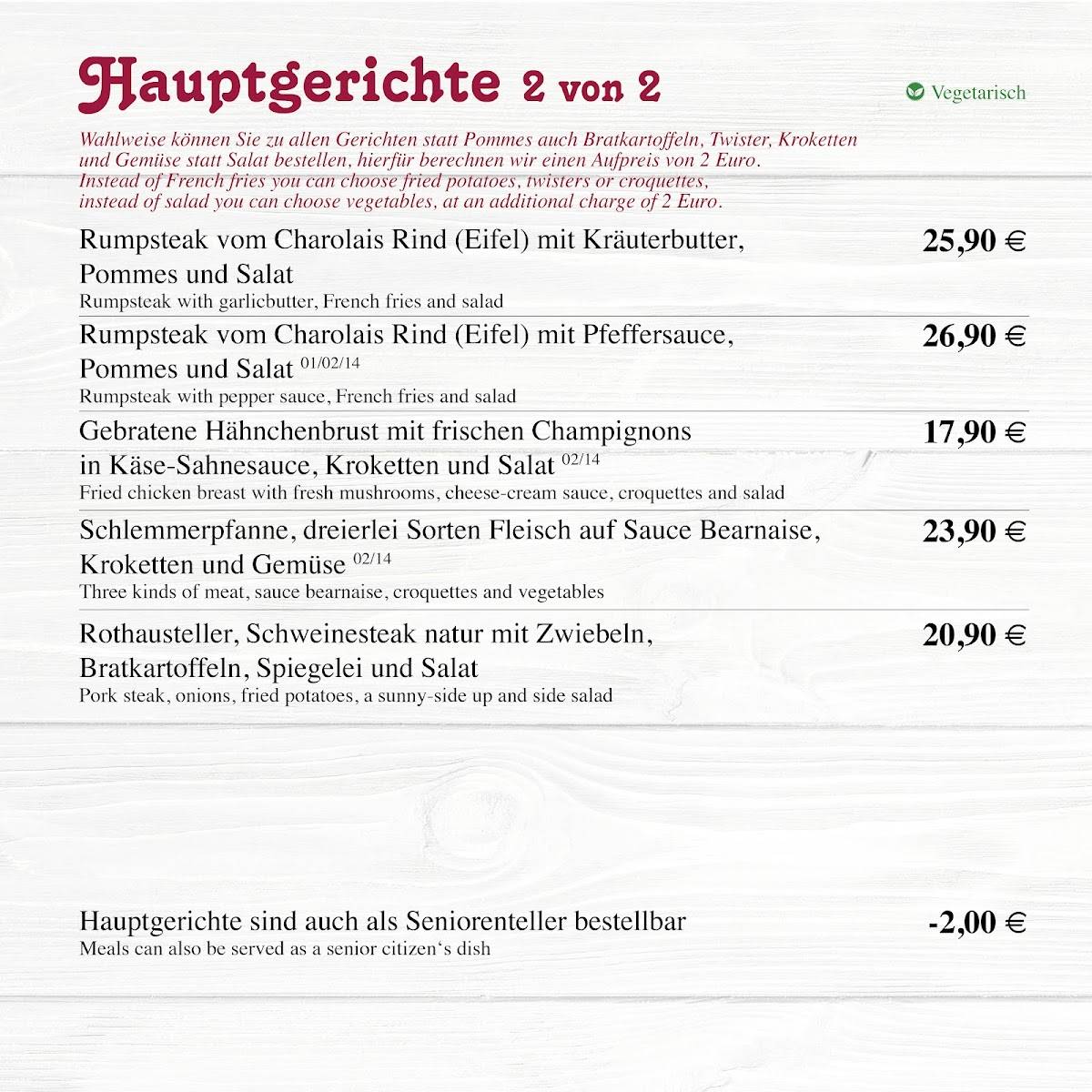 Speisekarte von Gasthof Rothaus, Inhaberin: Alessandra Schulz ...
