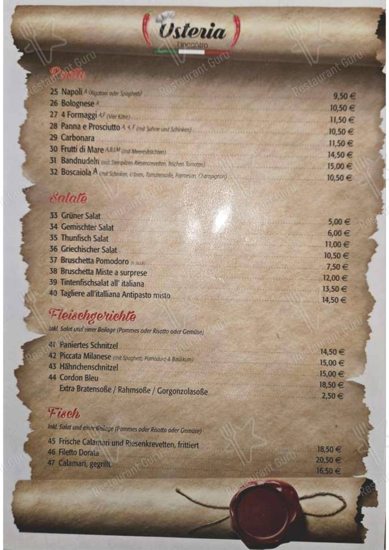 Menu at Gaststätte Pflug restaurant, Hasel