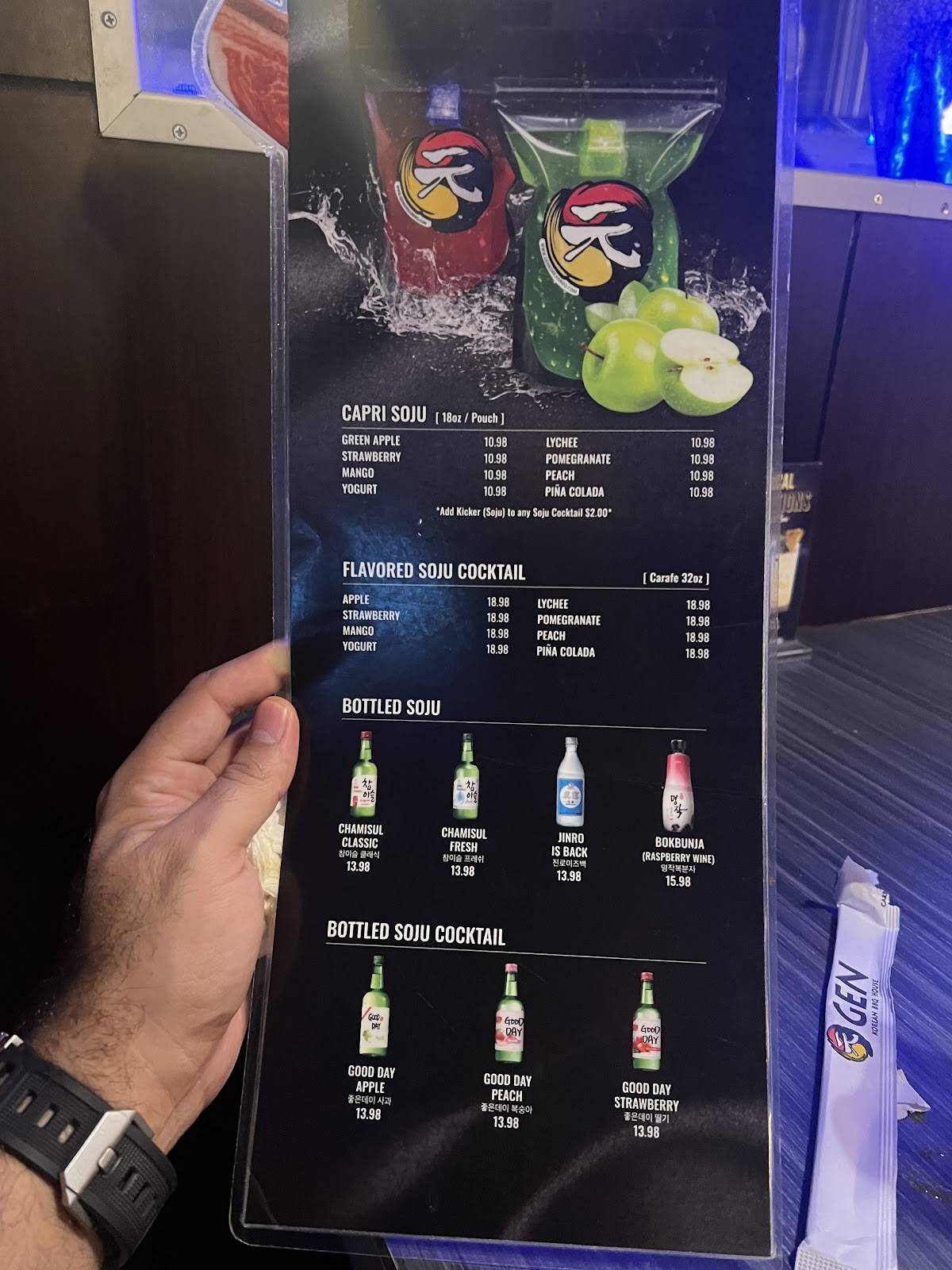 Menu at Gen Korean BBQ House, Chandler