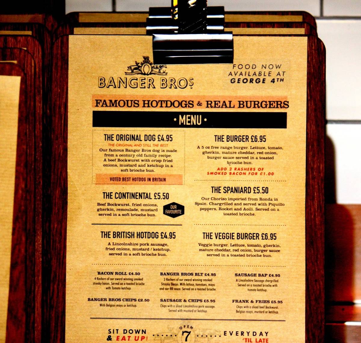 Menu at George IV pub & bar, Lichfield, 34 Bore St