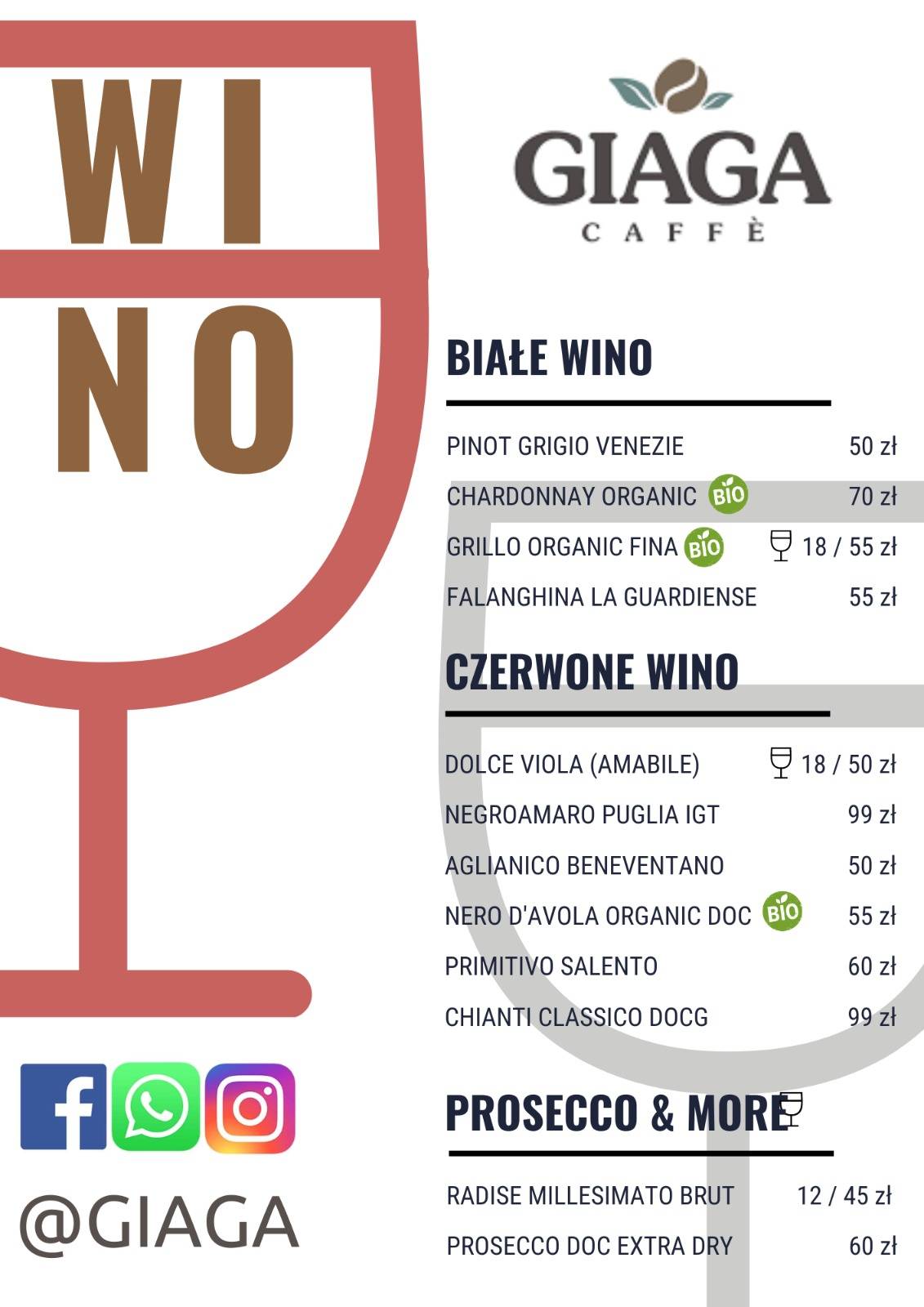 Menu at Giaga Caffe pub & bar, Wrocław