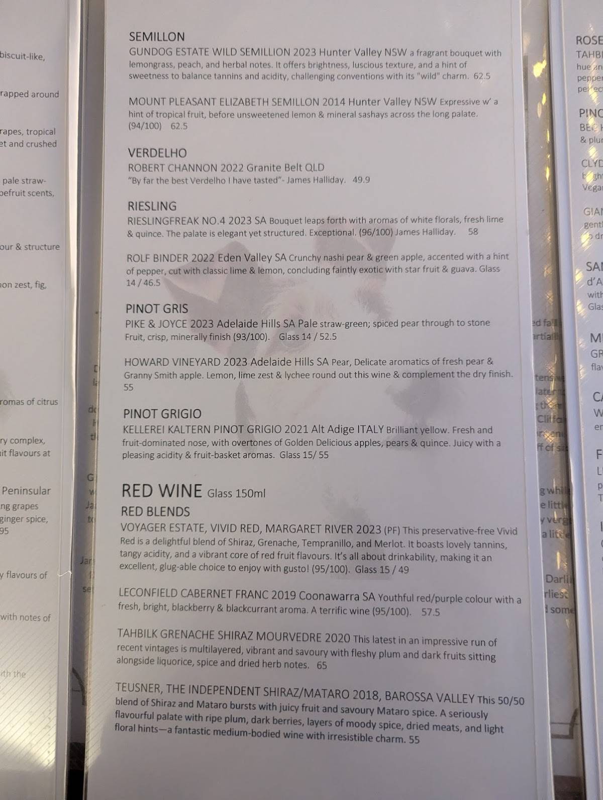 Menu at Gip's Restaurant, Toowoomba City