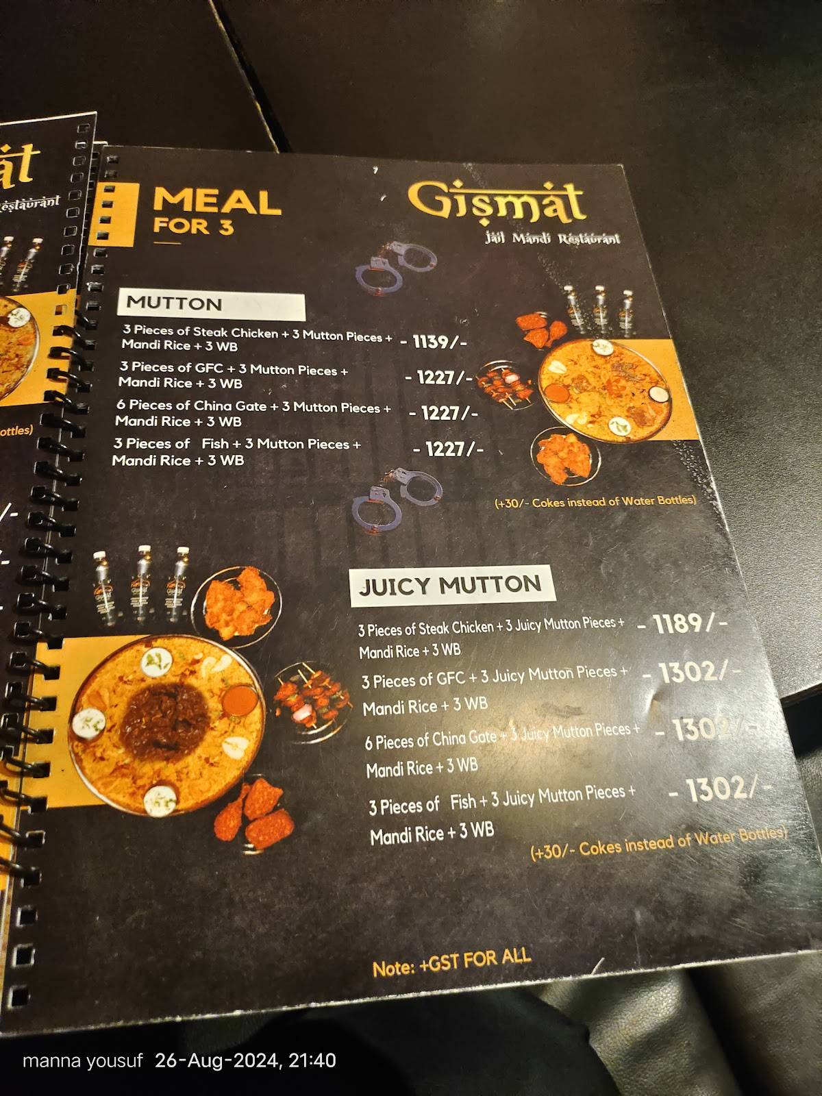 Menu at Gismat Jail Mandi Restaurant Madinaguda(Chanda Nagar), Hyderabad