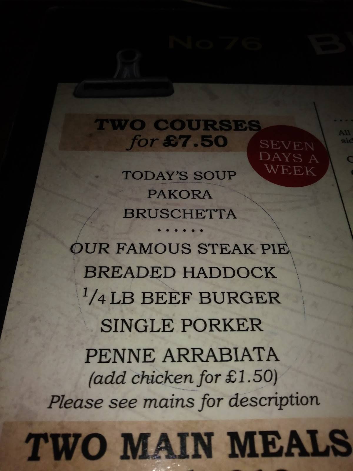 Menu at Blane Valley pub & bar, Glasgow