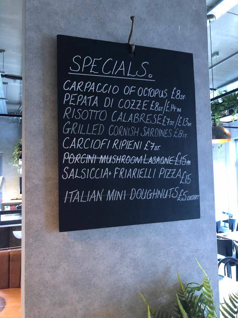 Menu at Settebello Trattoria restaurant, Gloucester