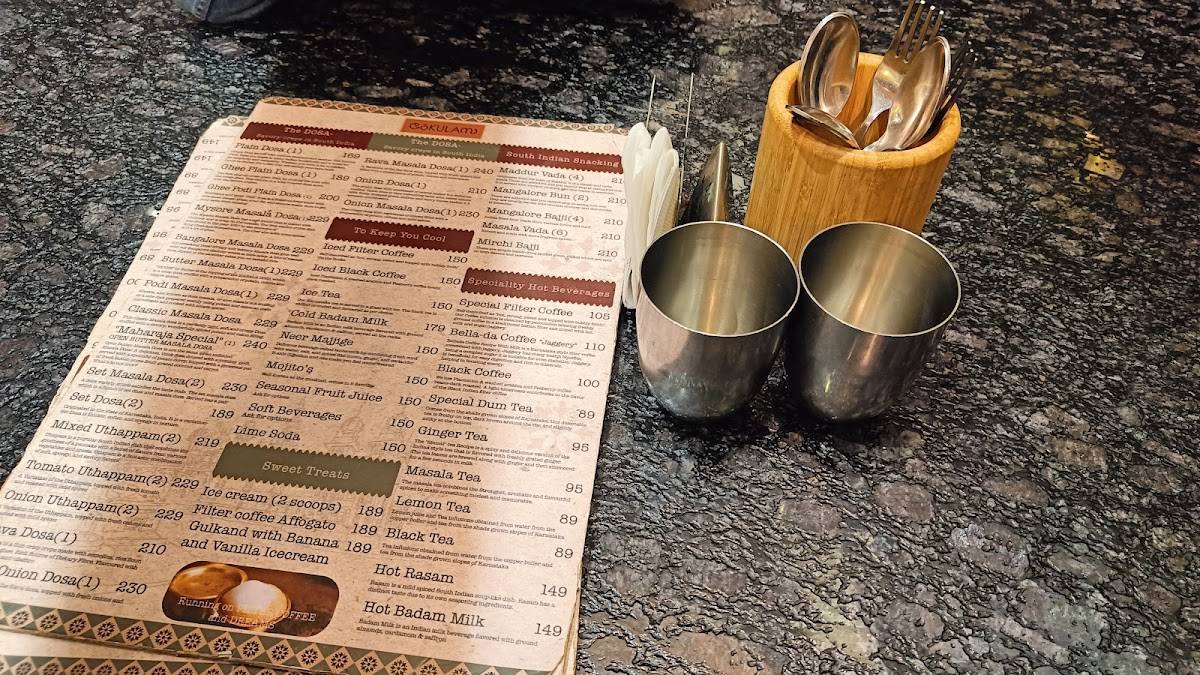 Menu at Gokulam South Indian Restaurant Janpath Road, New Delhi