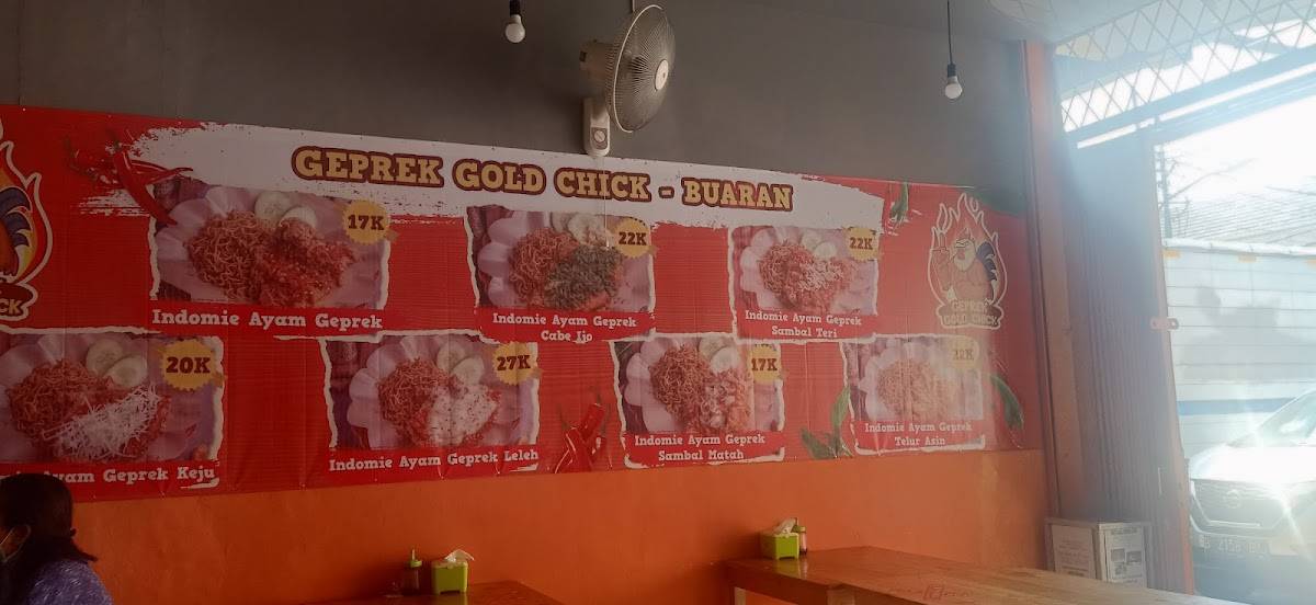 Menu at Gold chicken restaurant, East Jakarta