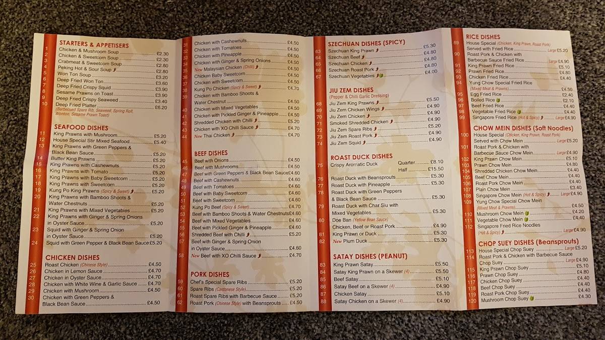Menu at Golden Boat fast food, Southampton, 1/Oaktree House/Portsmouth Rd
