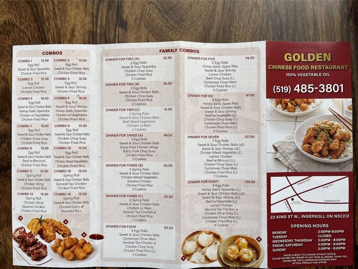 Menu at Golden Chinese Food Restaurant, Ingersoll