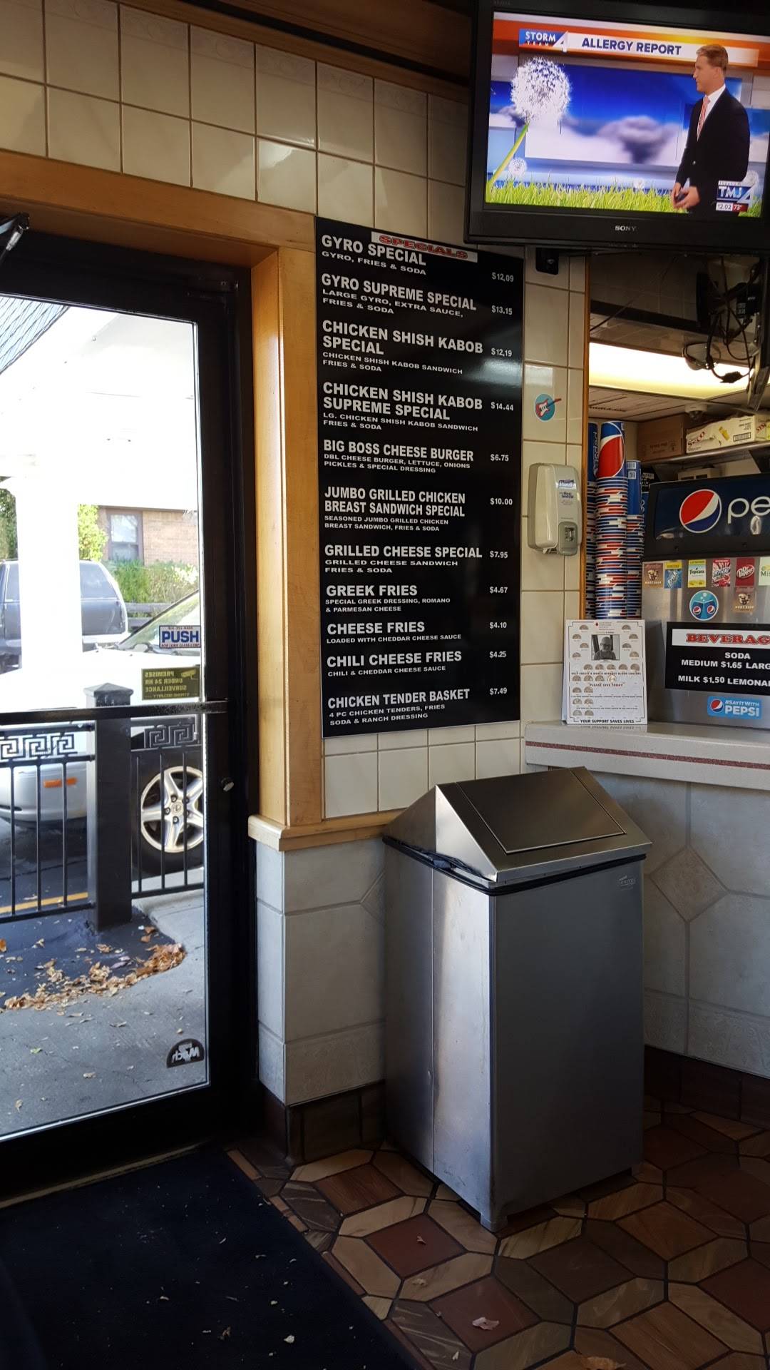 Menu at Golden Gyros restaurant, Milwaukee
