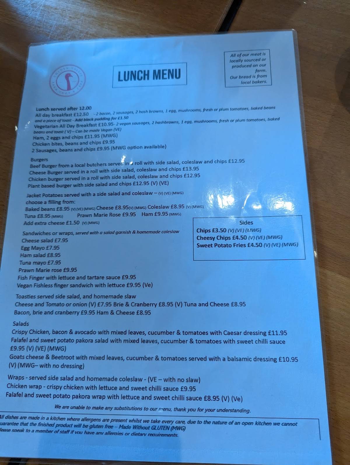 Menu at Golden Valley Farm Shop & Cafe, Bristol