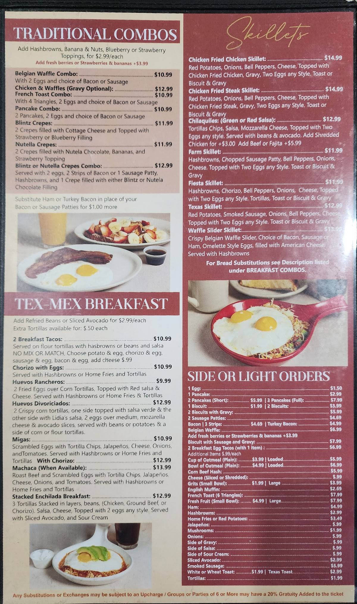 Menu at Good Day Cafe, Grand Prairie, S Carrier Pkwy #100