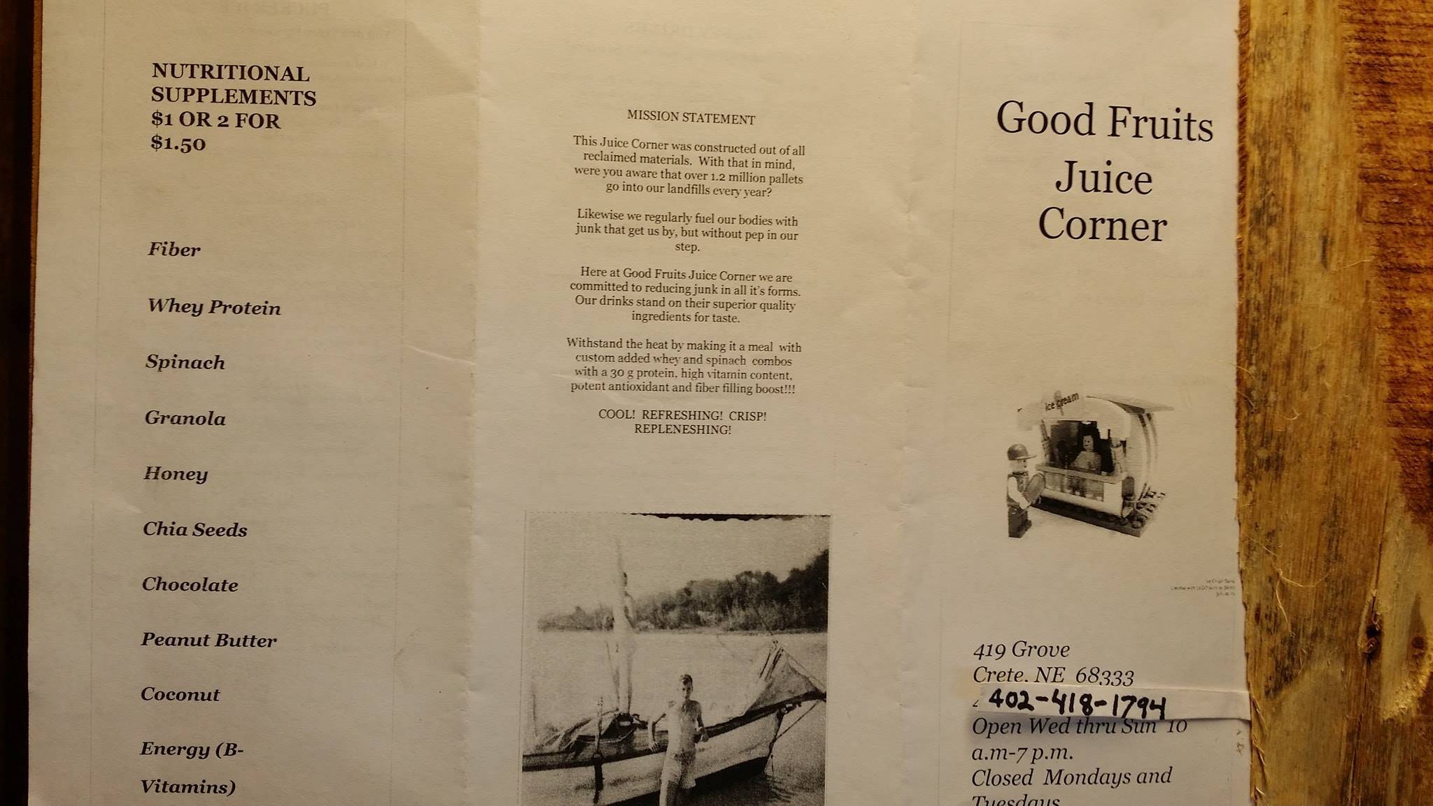 Carta del pub y bar Good Fruits Juice Corner, Crete
