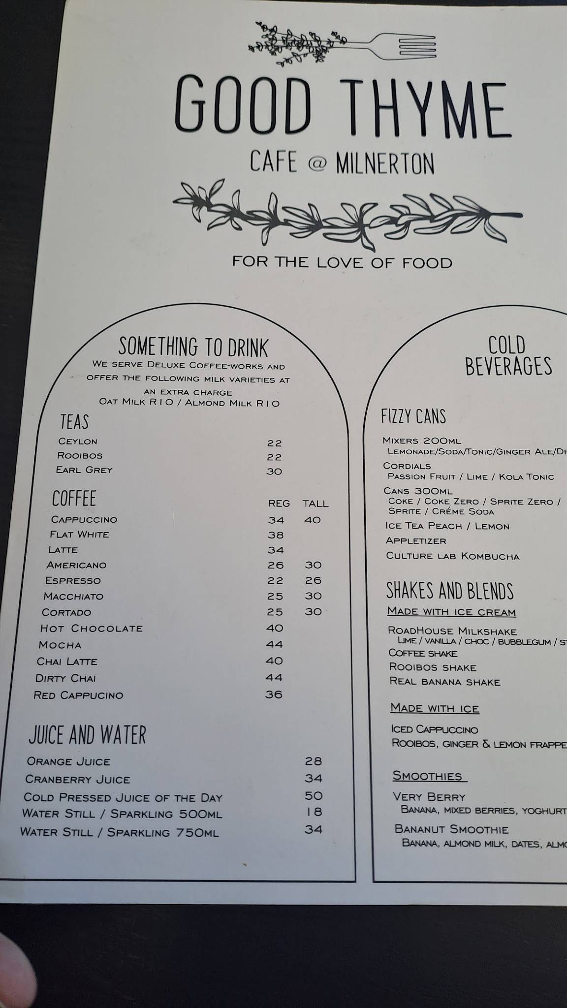 Menu at Good Thyme Cafe - Milnerton, Cape Town