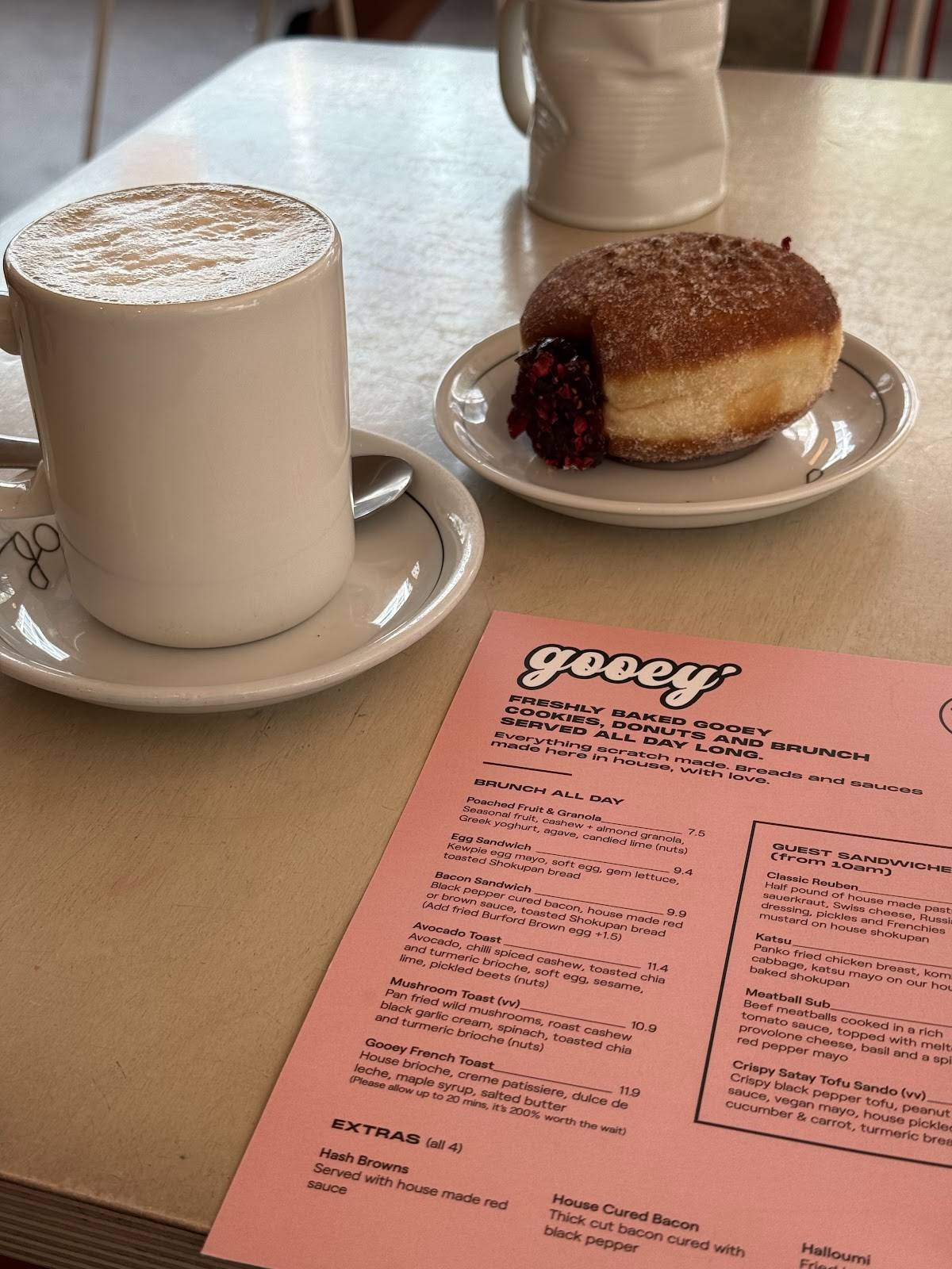 Menu at Gooey Bakery + Café, Manchester