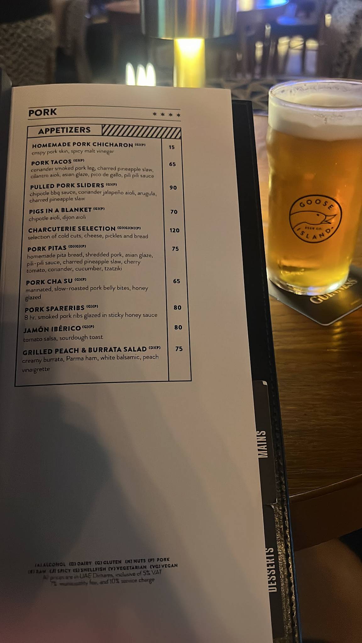 Menu at Goose Island Tap House FIVE LUXE JBR pub & bar, Dubai