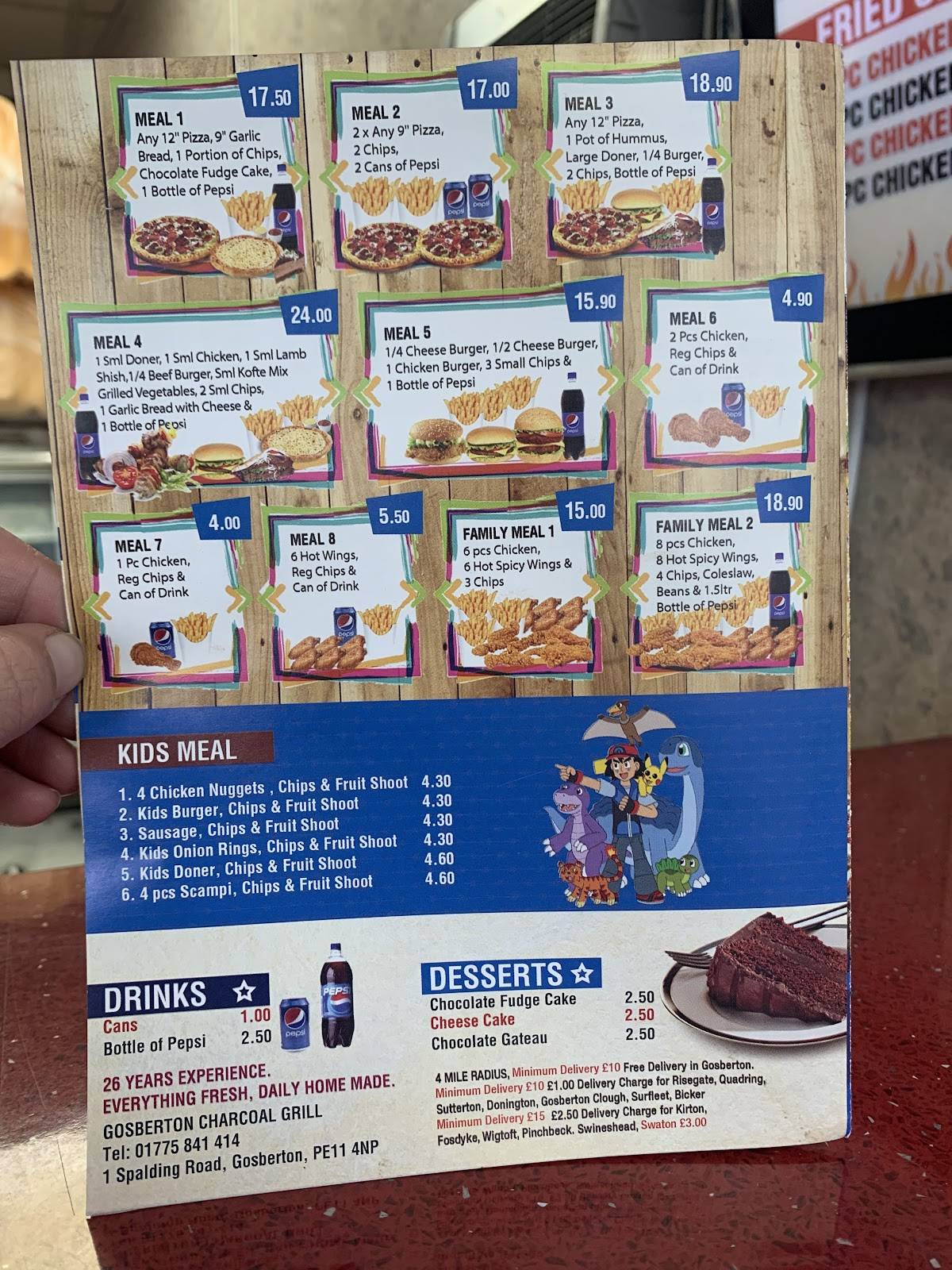 Menu at Gosberton Charcoal Grill fast food, Surfleet