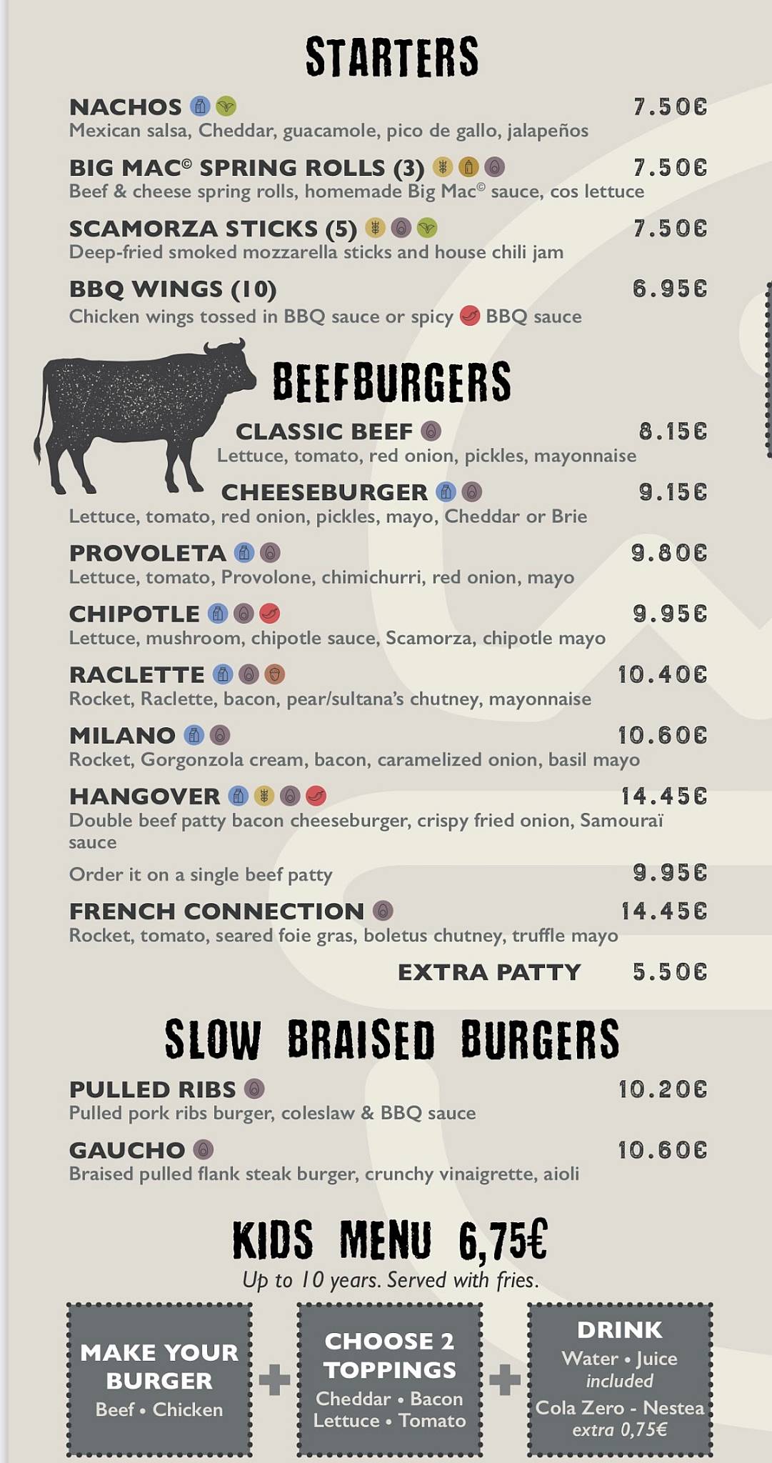Carta del restaurante Gourmet Burger Room, Marbella