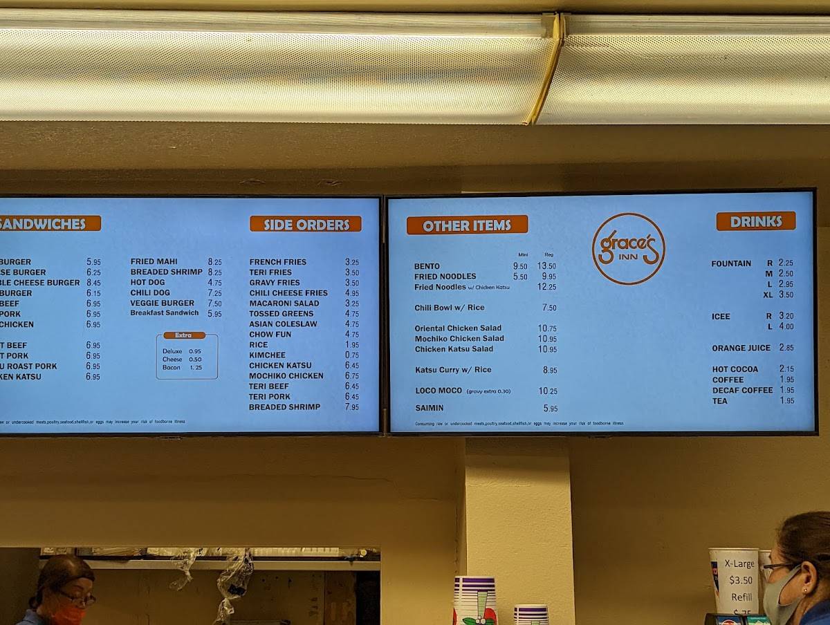 Menu at Grace's Inn fast food, Honolulu, S Beretania St. # 101