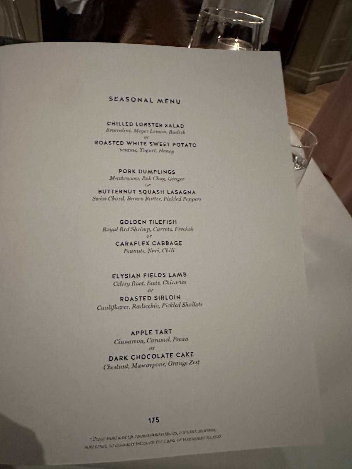 Menu at Gramercy Tavern restaurant, New York City, 42 E 20th St