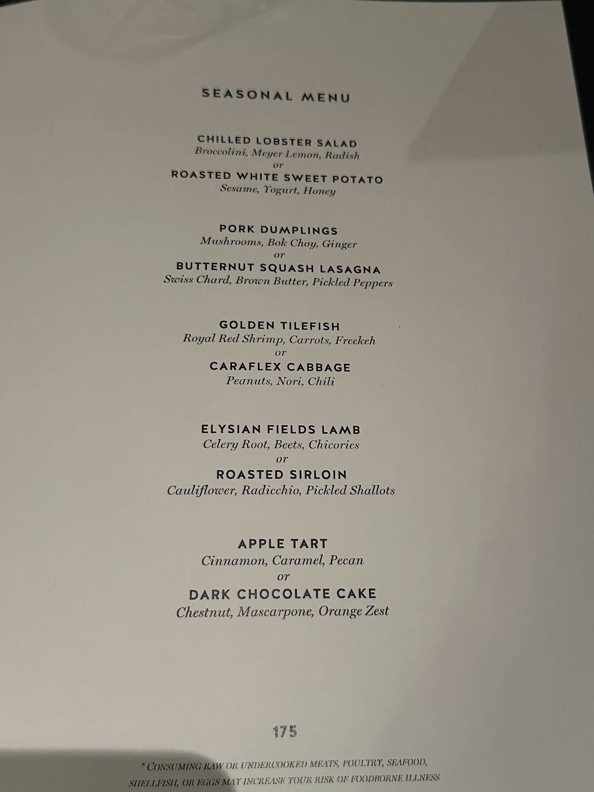 Menu at Gramercy Tavern restaurant, New York City, 42 E 20th St