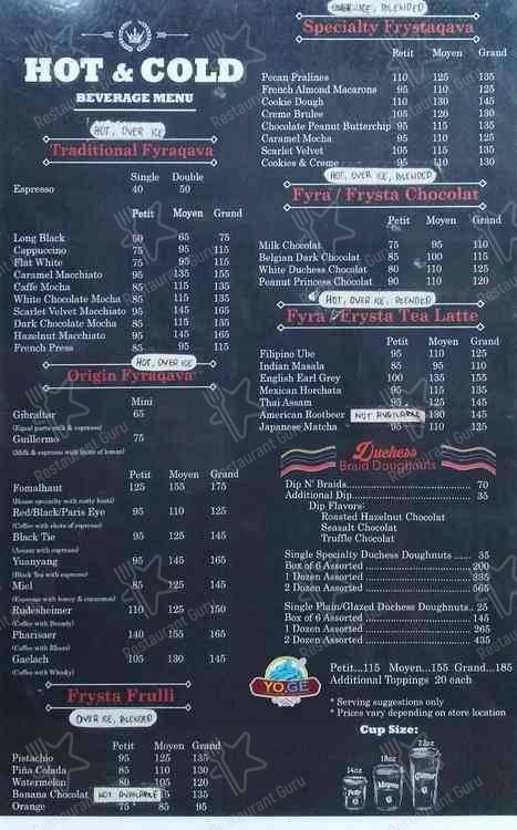 Menu at Grand Duchess Cafe, Manila, Natividad Almeda-Lopez St