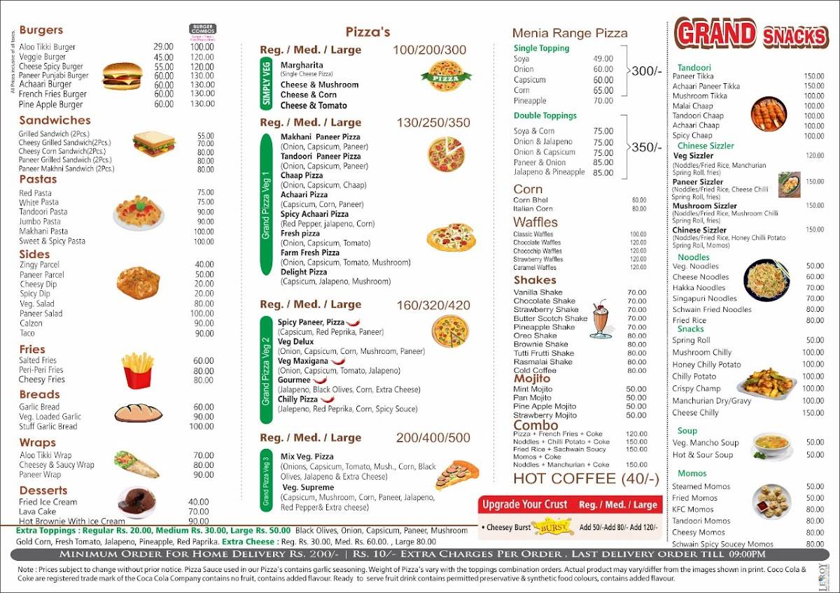 Menu at Grand Pizza, Dera Bassi, College Colony Rd