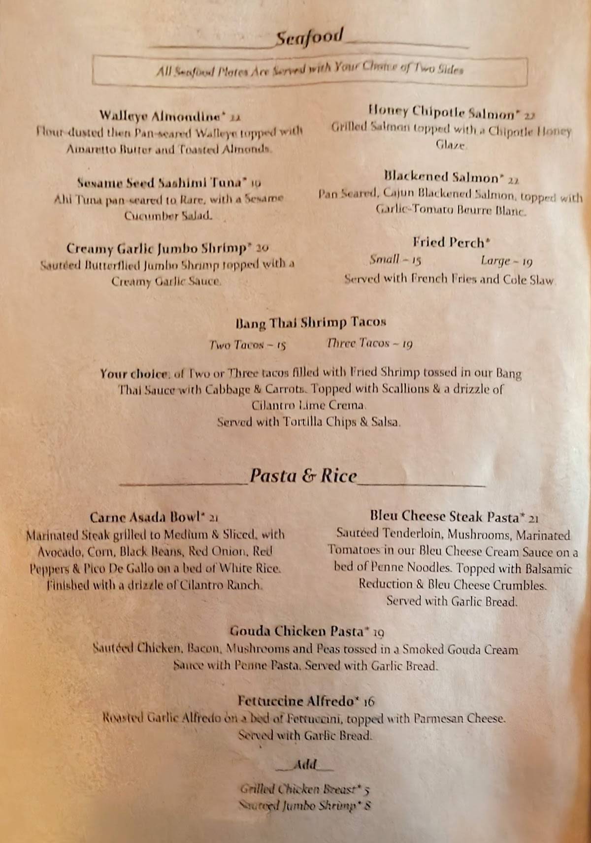 Menu at The Walker Roadhouse pub & bar, Grand Rapids