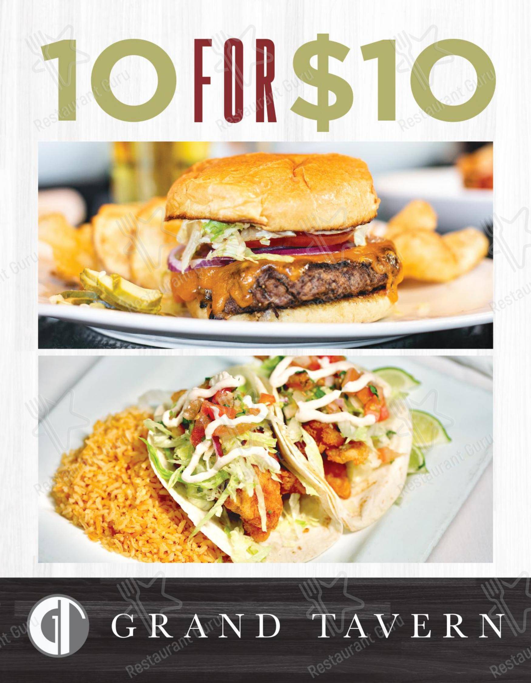 Menu at Grand Tavern Rochester Hills pub & bar, Rochester Hills