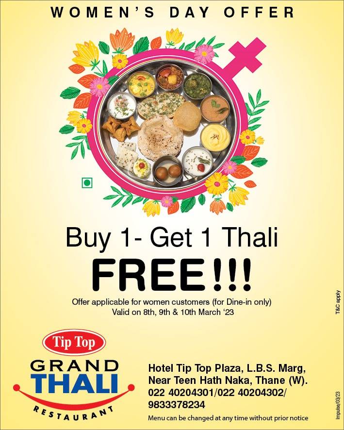 Menu at Grand Thali Restaurant, Thane, Hotel Tip Top Plaza