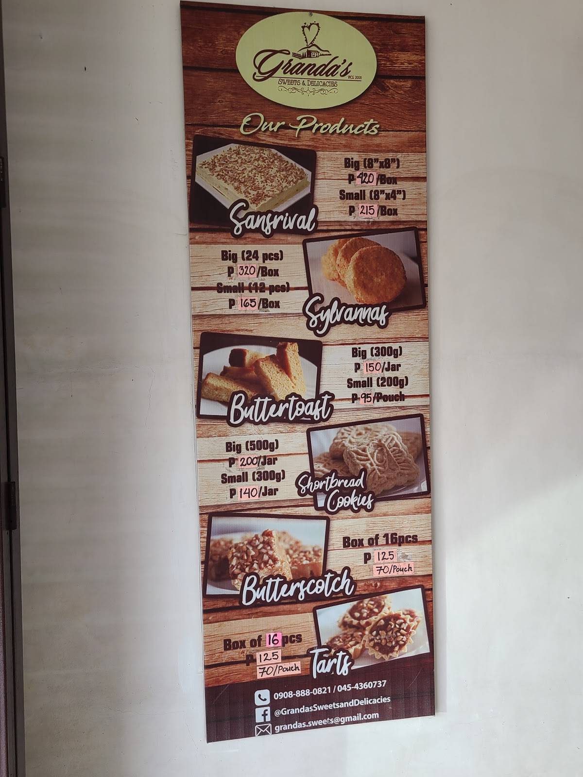 Menu at Granda's Sweets & Delicacies, Quezon City