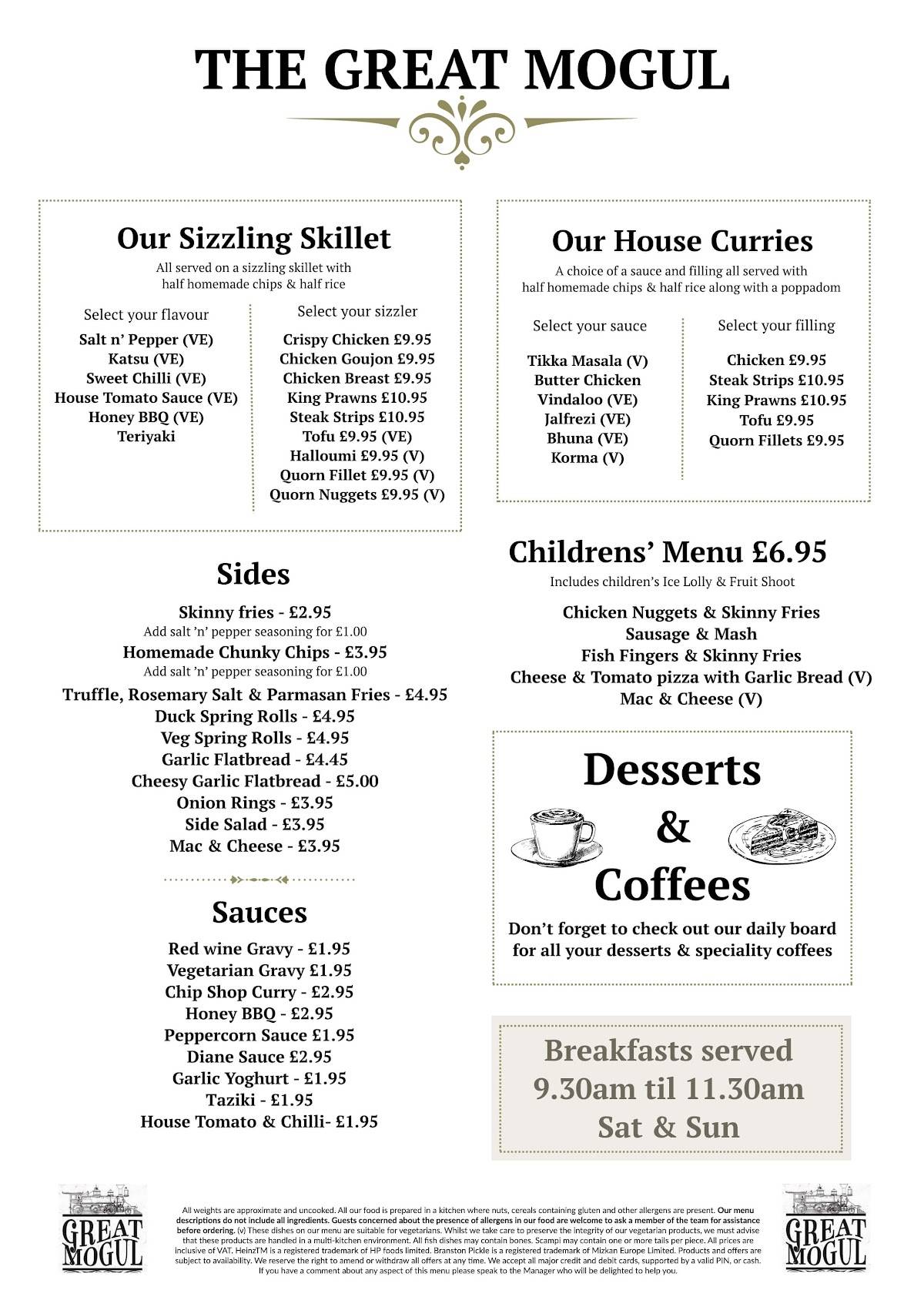 Menu at Great Mogul pub & bar, Maghull, 31 Station Rd