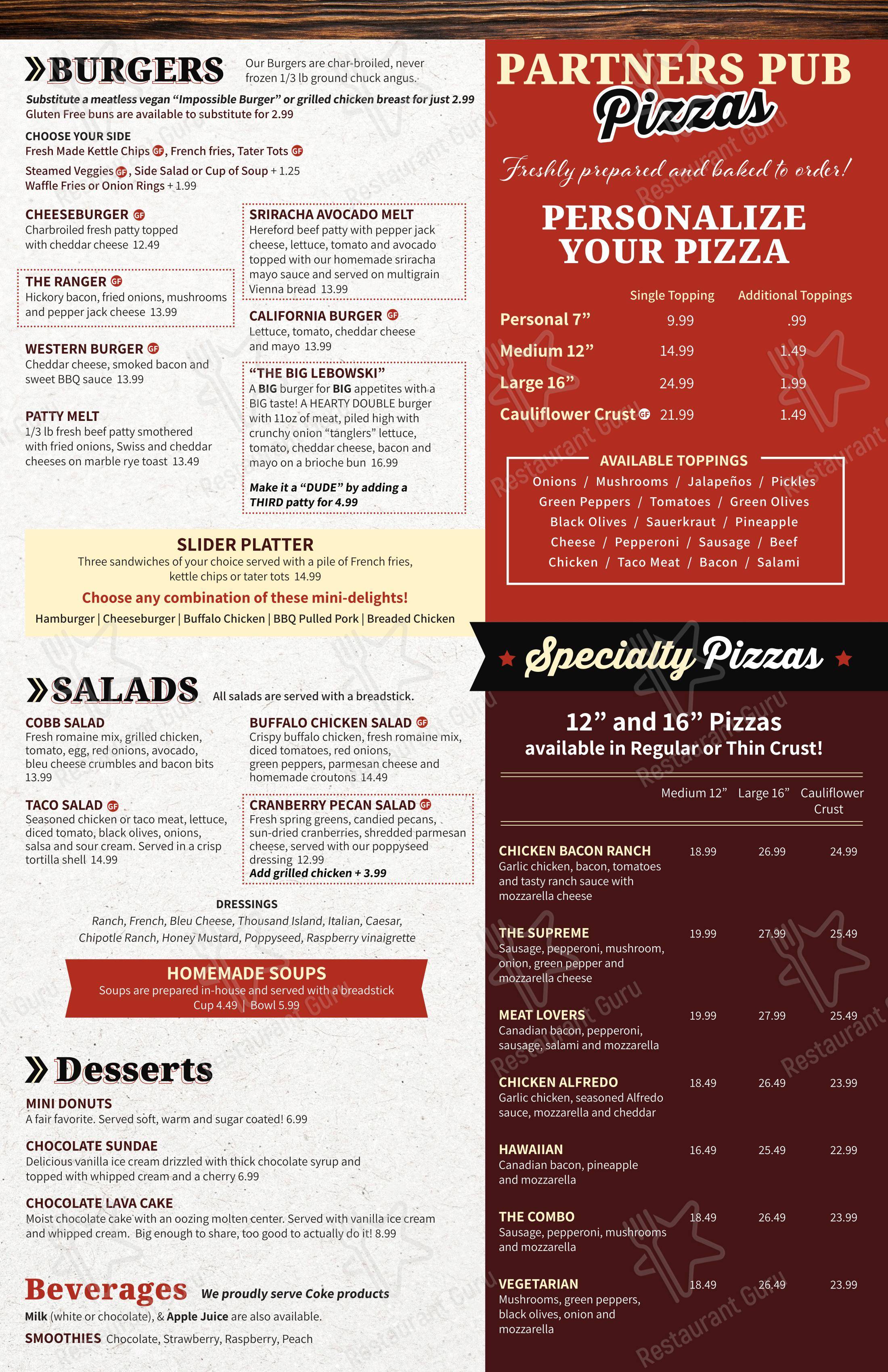 Menu at Great River Bowl & Partners Pub, Sartell
