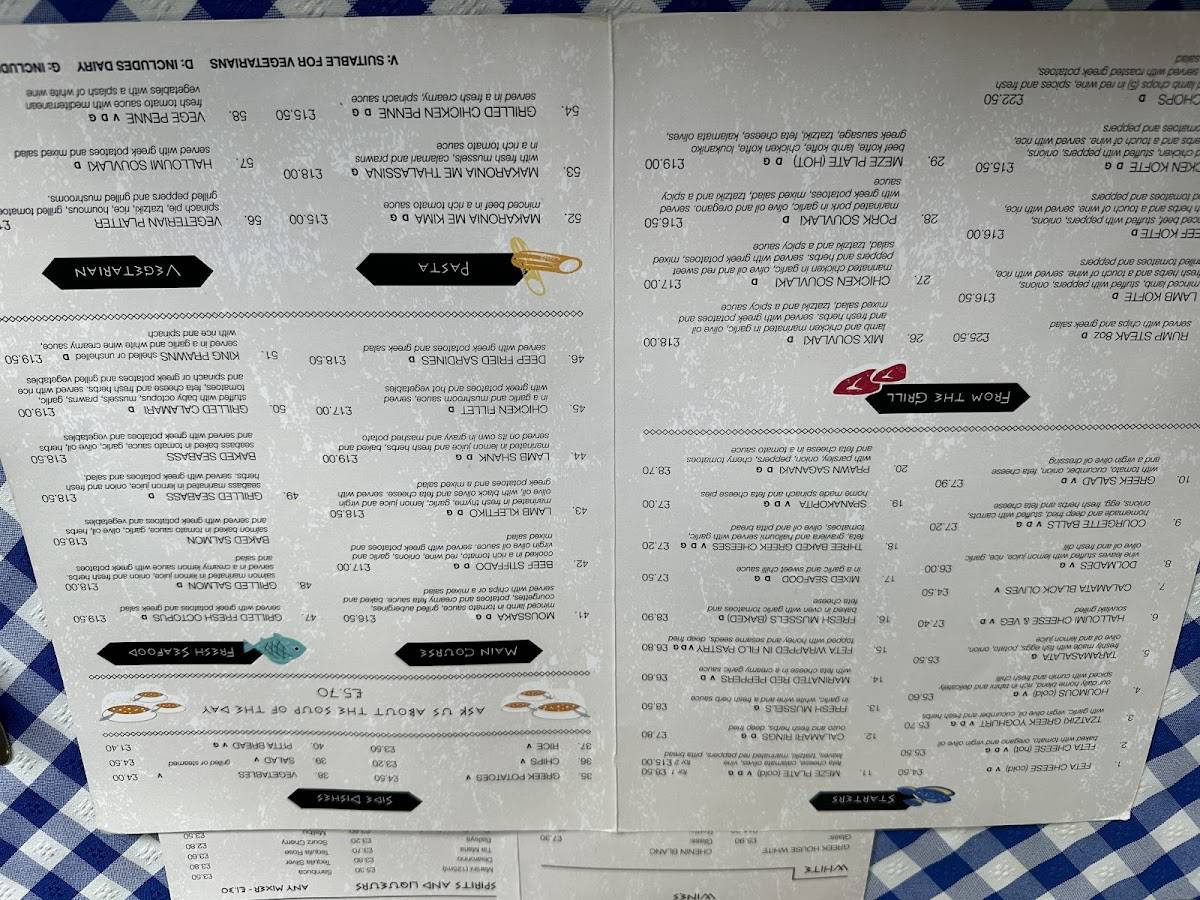 Menu at Greek Taverna Artemis restaurant, Maidstone