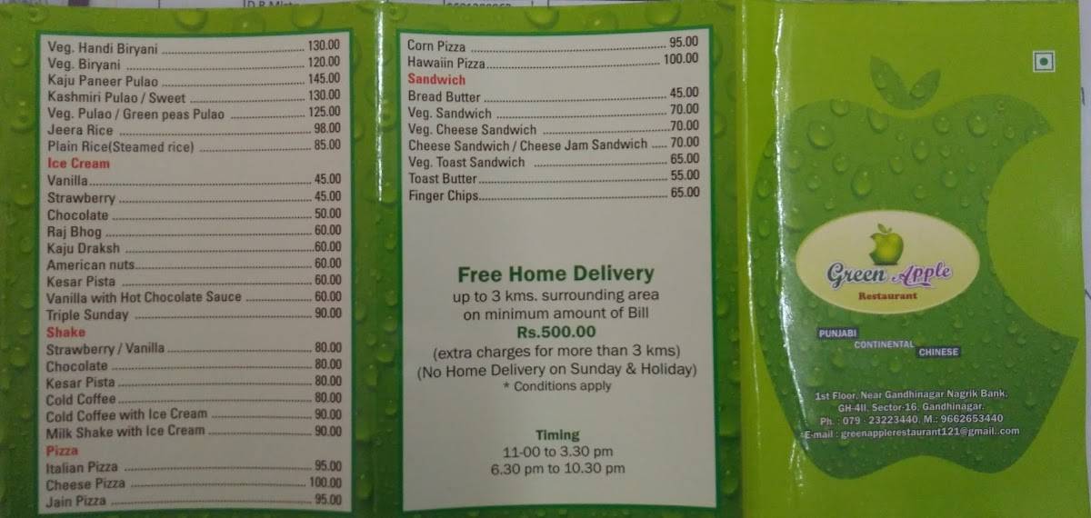 Menu at Green Apple Restaurant, Gandhinagar, 1st Floor