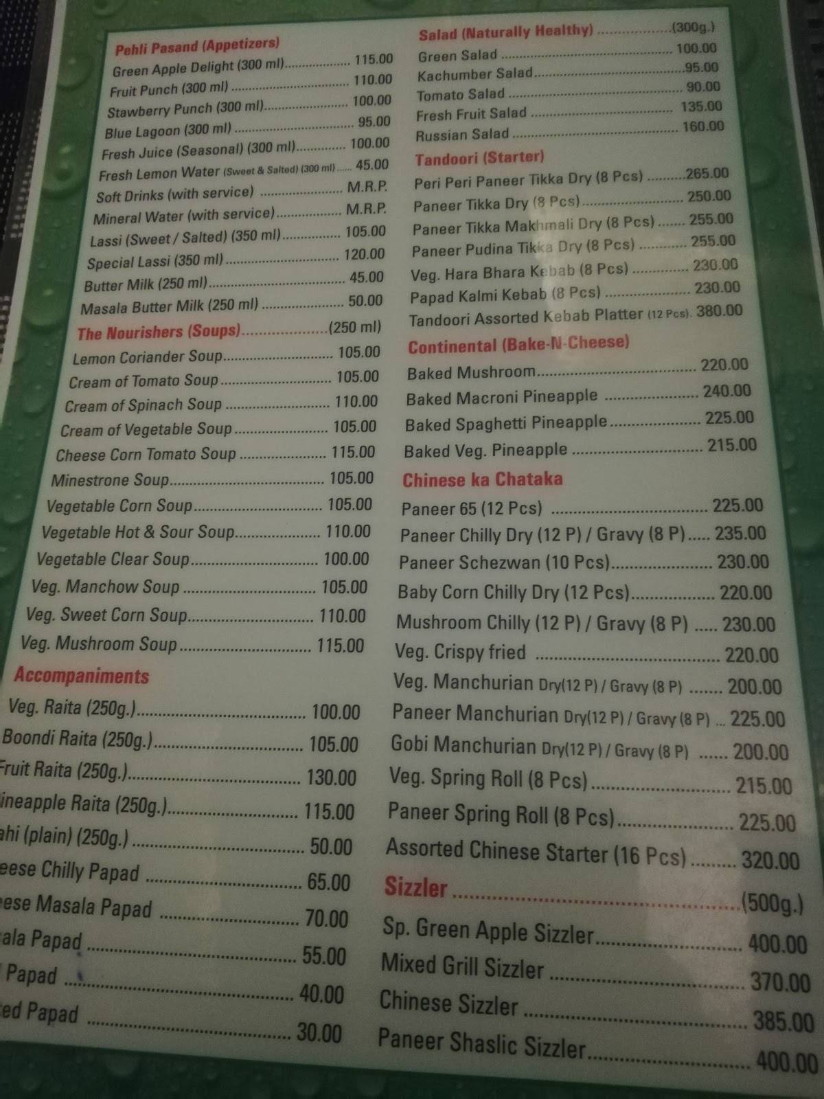 Menu at Green Apple Restaurant, Gandhinagar, 1st Floor